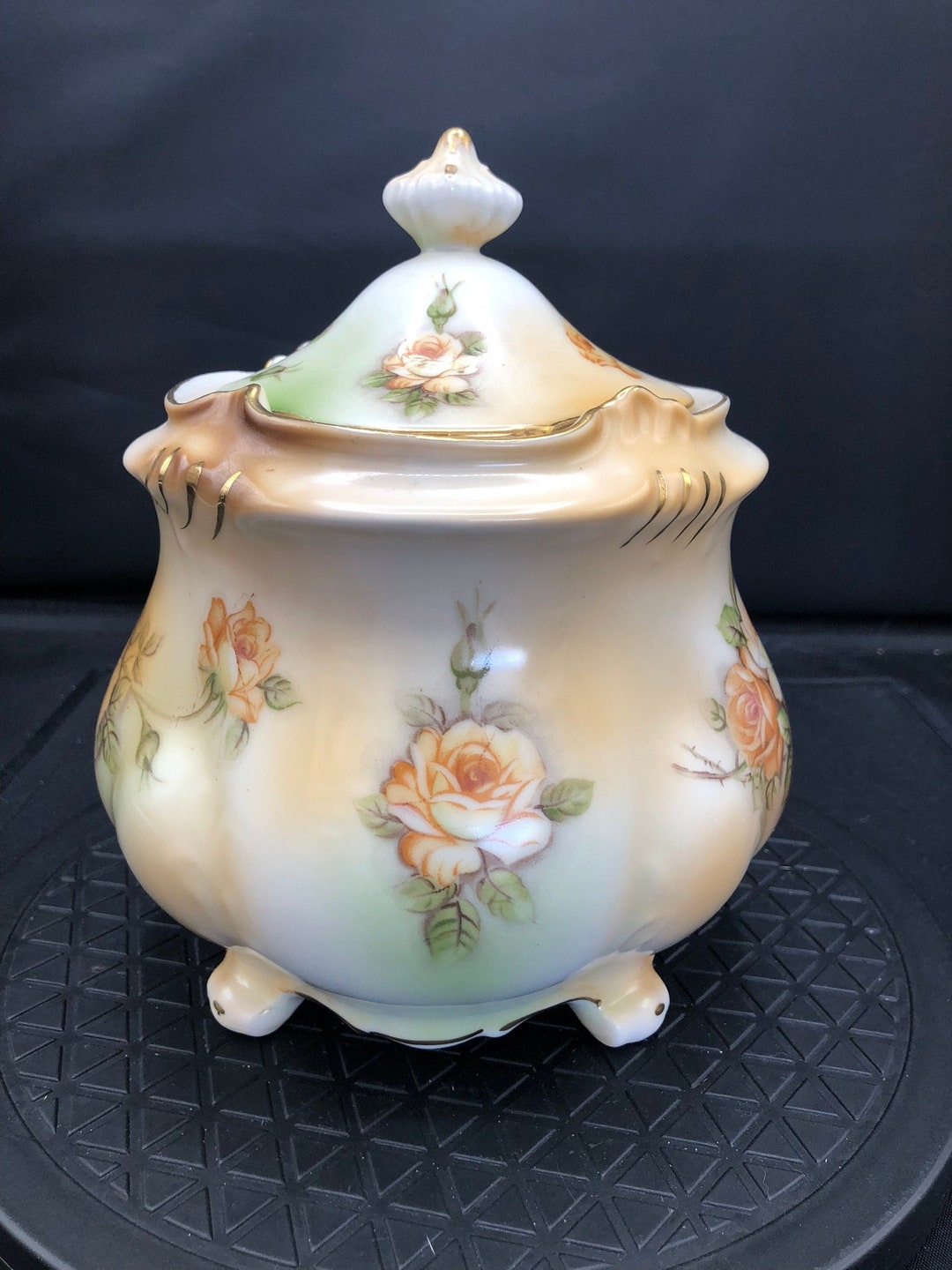 G & S German Cracker Barrel Jar With Hand Painted Floral Motif. English ...