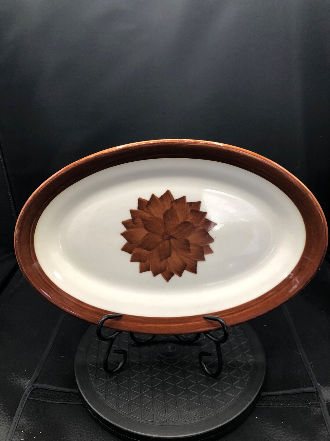 Wallace China Mid Century Oval Platter Brown Rim With Brown Center ...