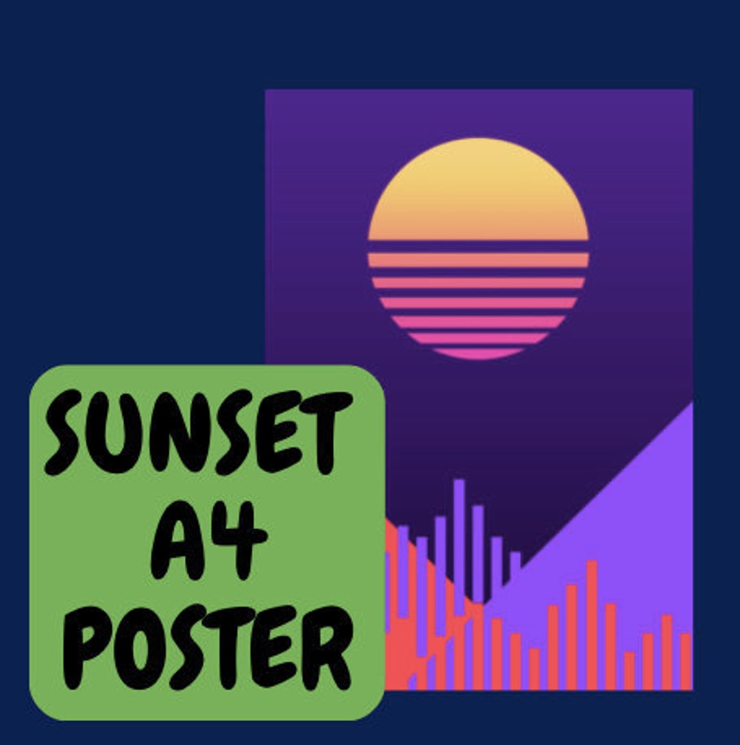 Sunset Retro Printable Poster - Etsy
