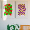 Neon Checkered Wall Art Download, Checker Printable Poster, Trendy ...