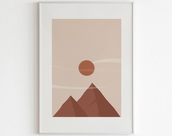 Mid Century Modern Boho Desert Printable Poster Mountain | Etsy