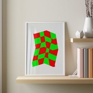Neon Checkered, Funky Checkered Printable Poster, Printable Checkered ...