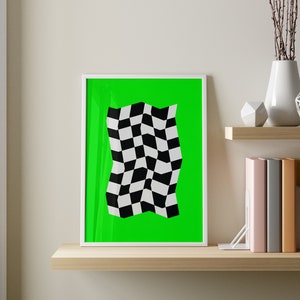 Neon Checkered Wall Art Download, Checker Printable Poster, Trendy ...