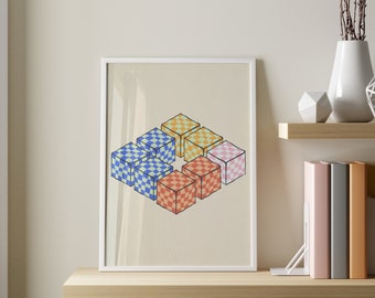 Neon Checkered Wall Art Download Checker Printable Poster | Etsy