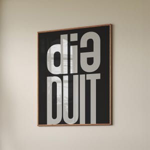 Dia Duit Print, Maximalist Poster, Typography Wall Decor, Hello Wall ...
