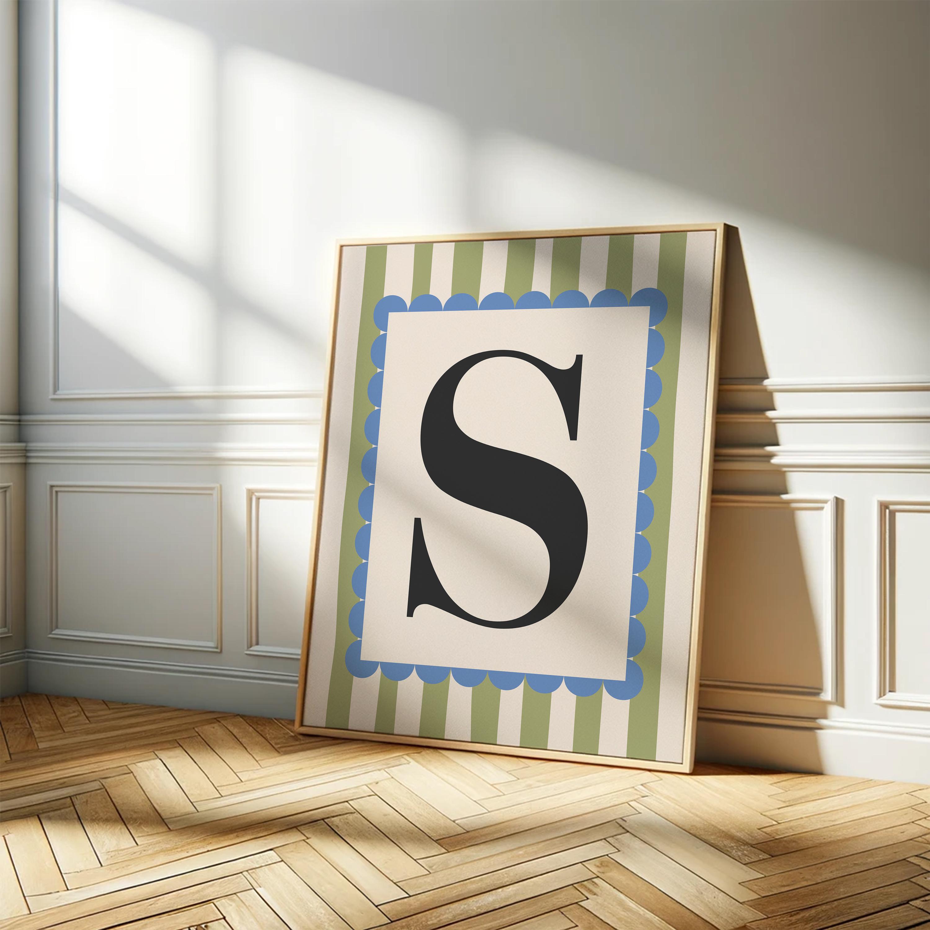 Letter S Initial Print: Vintage Alphabet Nursery Art (digital Download ...