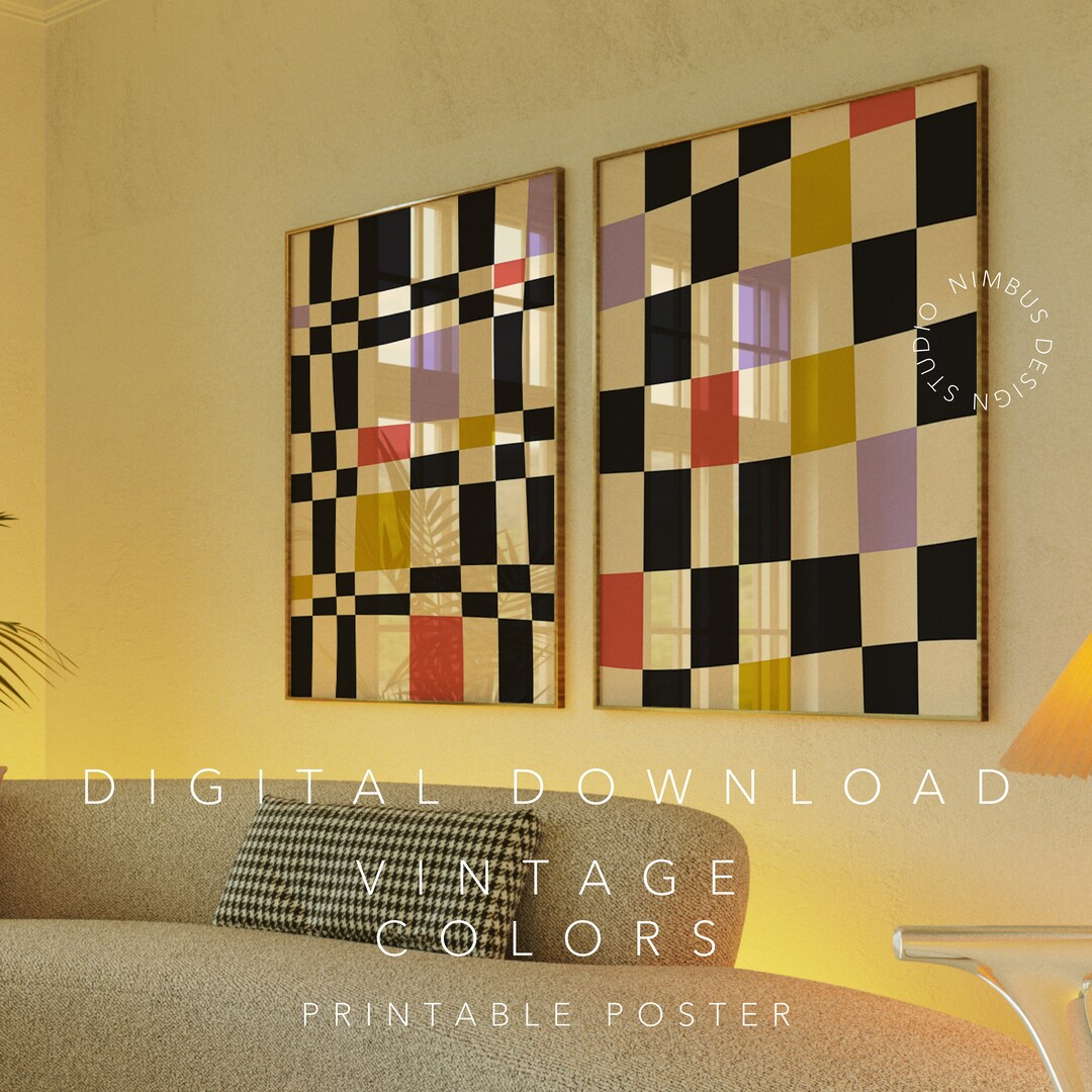 Etsy's Pick Pair of Contemporary Checker Prints - Abstract Checkered ...