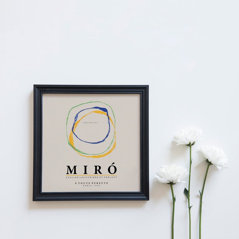 Joan Miro Exhibition Poster: Vintage Lithograph Art Print (digital ...