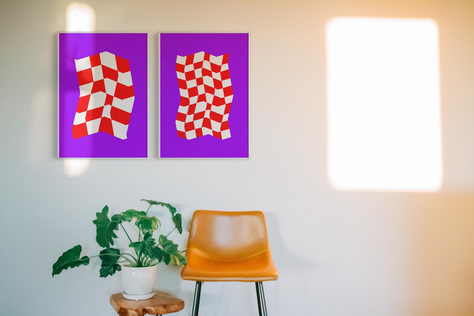 Neon Checkered Wall Art Download Checker Printable Poster - Etsy