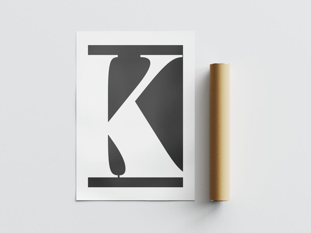 Letter K Poster, Black and White Decor, Modern Geometric Poster ...