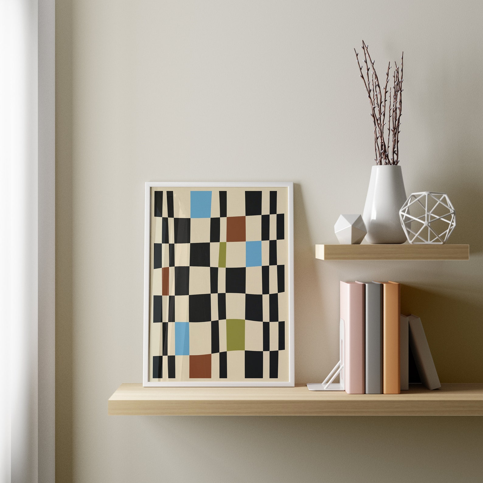 Checkered Art Set Printable Wall Art Trendy Checkered Wavy | Etsy