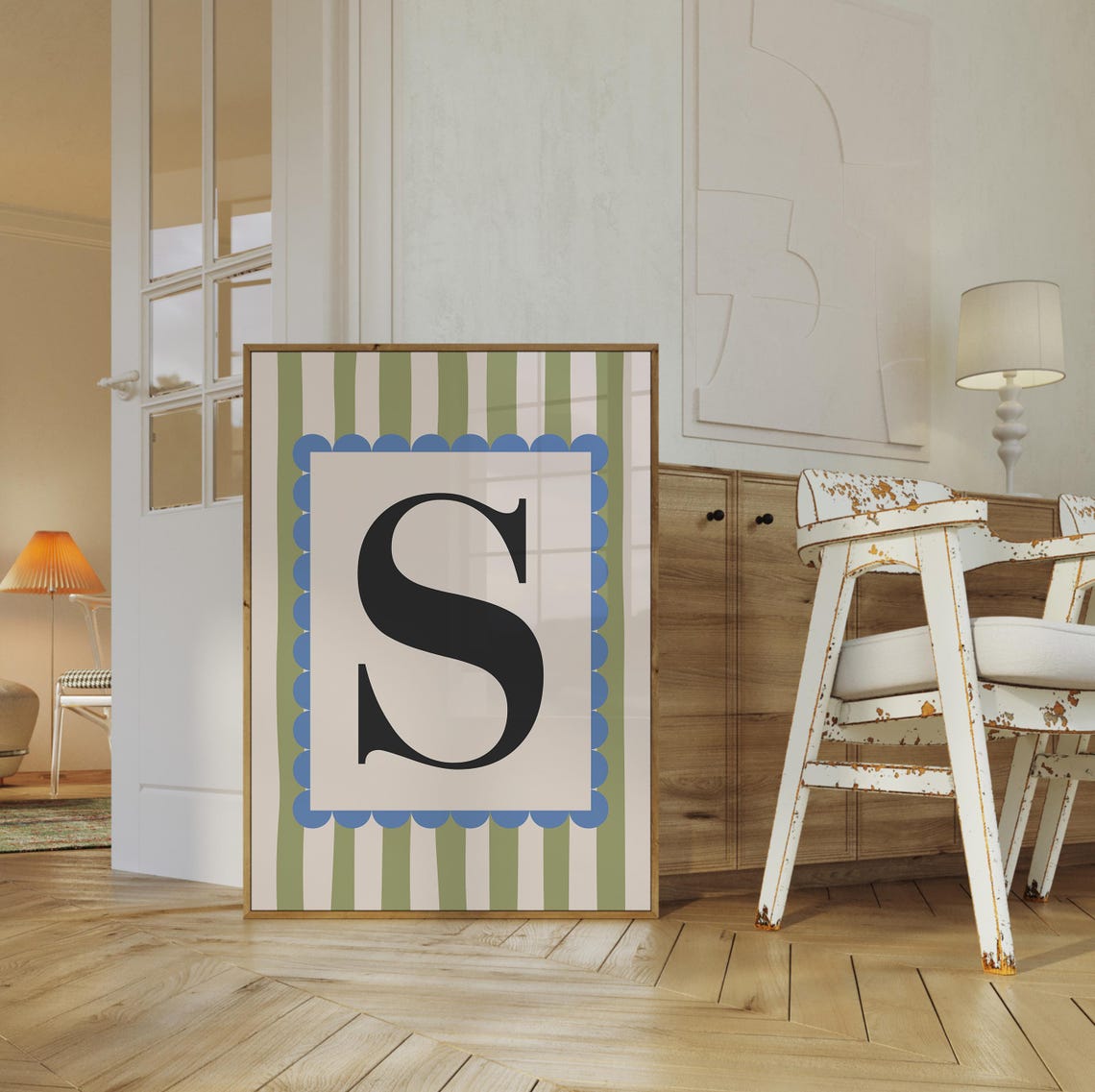 Letter S Initial Print: Vintage Alphabet Nursery Art (digital Download ...