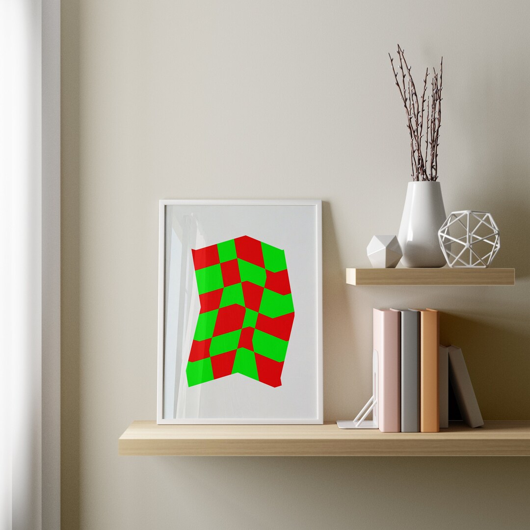 Neon Checkered Funky Checkered Printable Poster Printable - Etsy