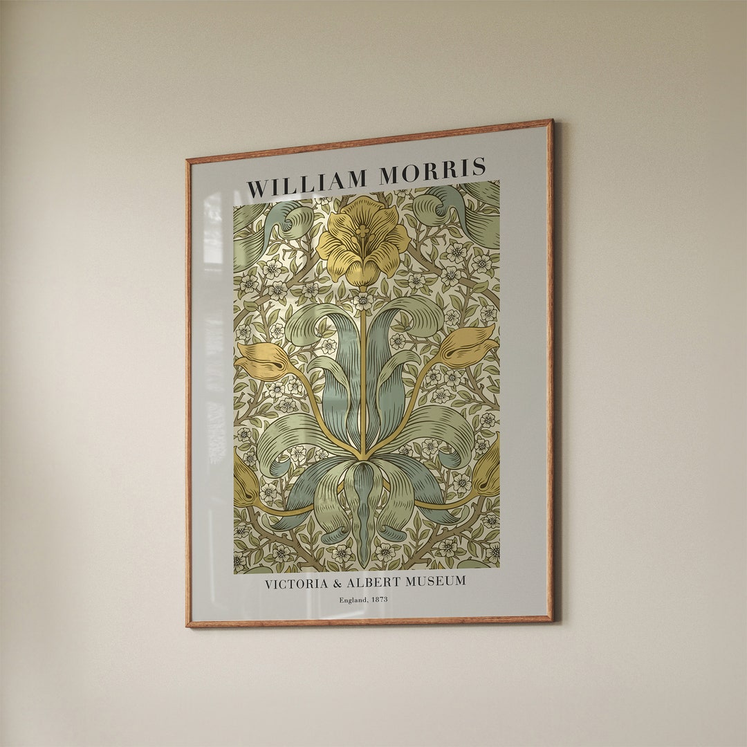 William Morris Print, Green Leaves Illustration, Exhibition Printable ...