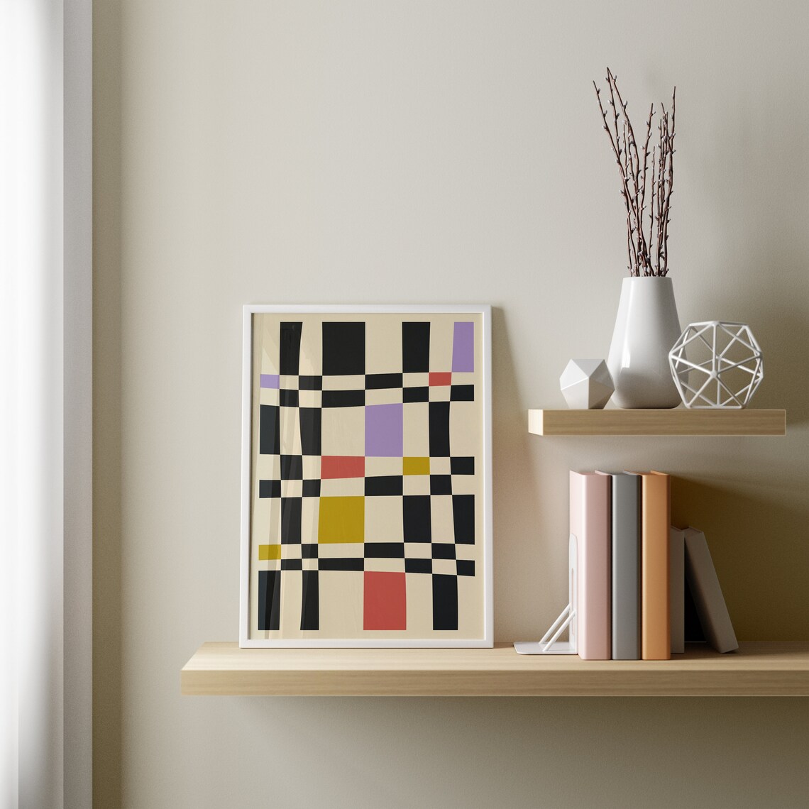 Checkered Art Set Printable Wall Art Trendy Checkered Wavy | Etsy