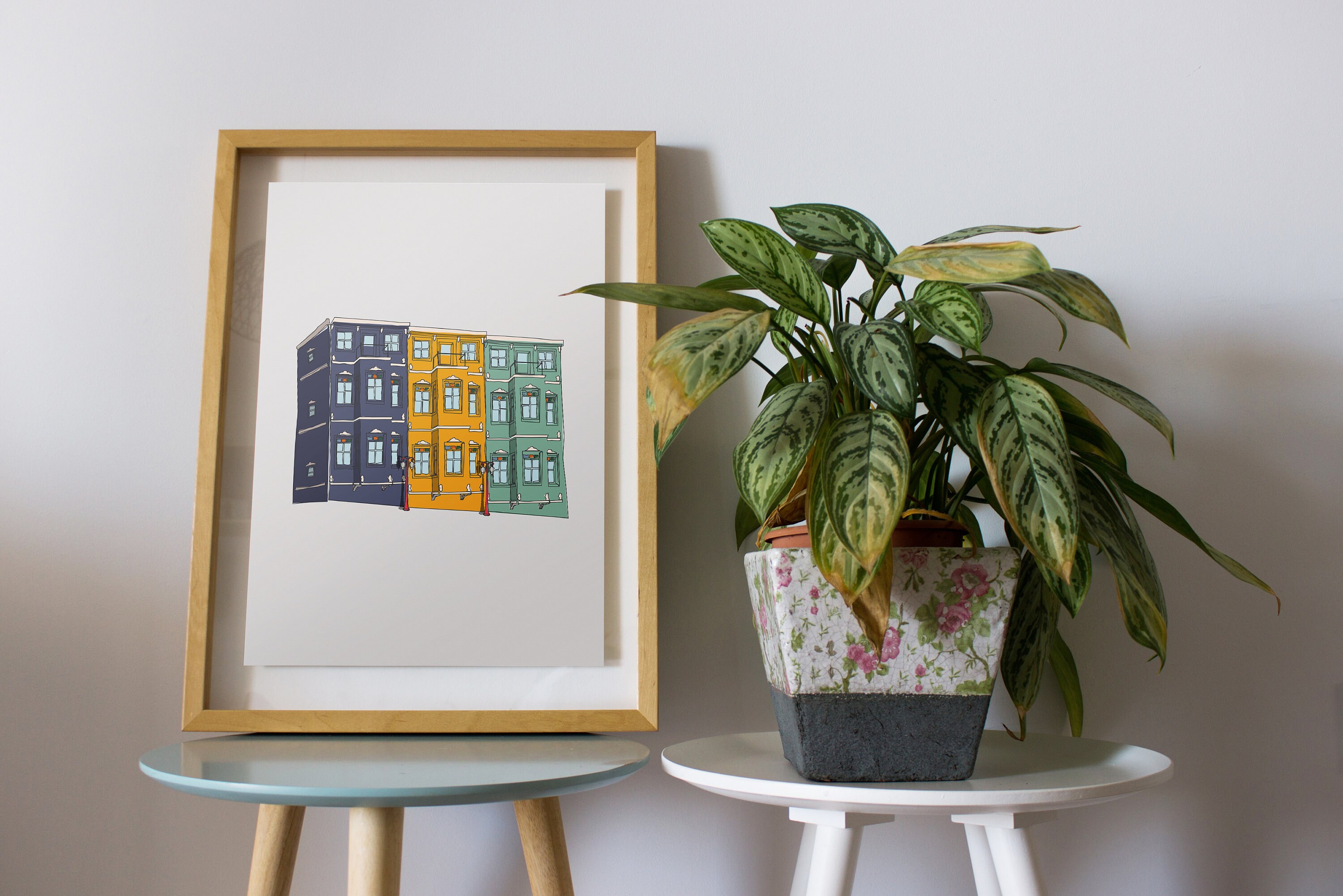 Building Poster Printable Illustration Modern Purple - Etsy