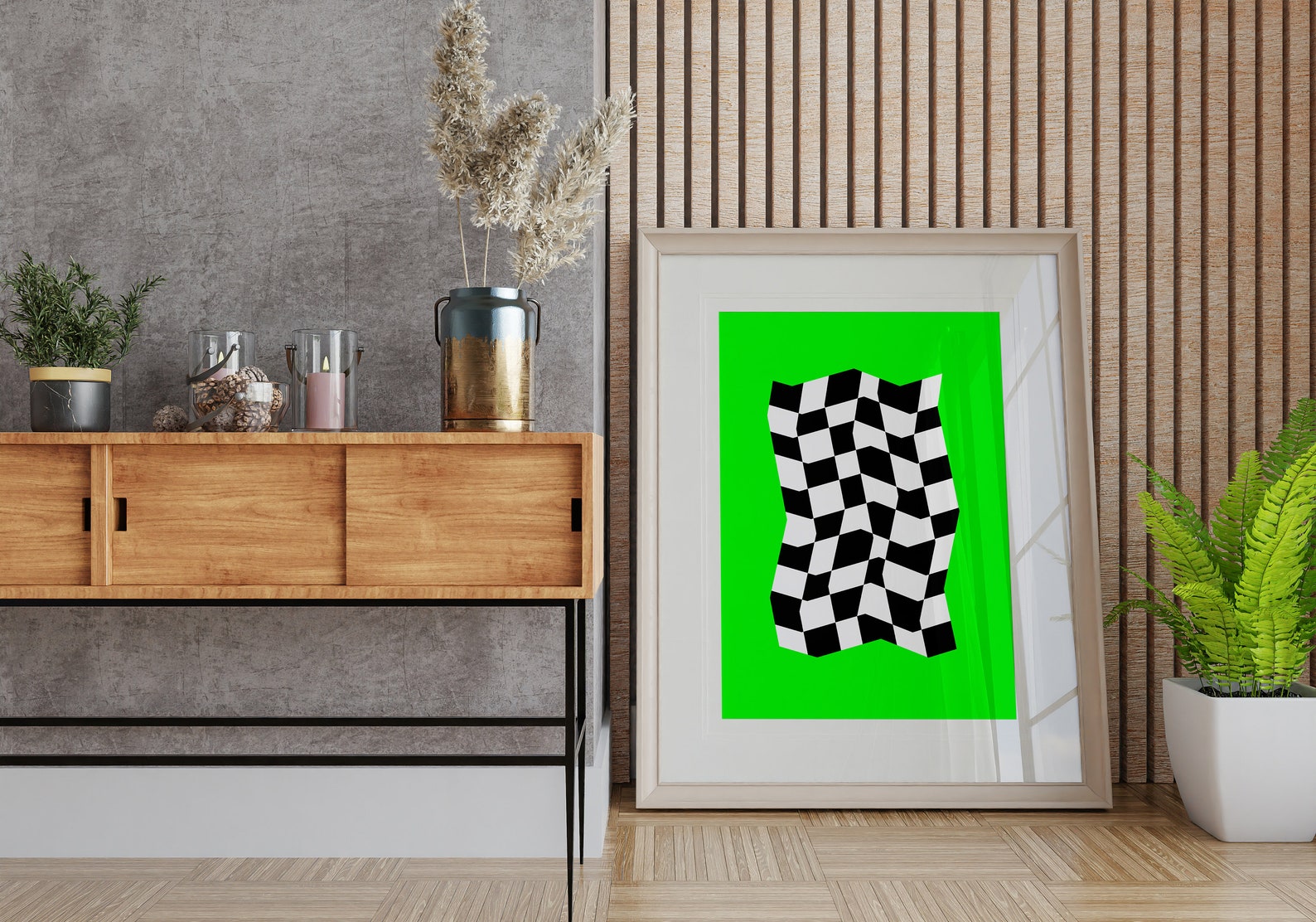 Neon Checkered Wall Art Download Checker Printable Poster | Etsy