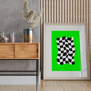Neon Checkered Wall Art Download, Checker Printable Poster, Trendy ...