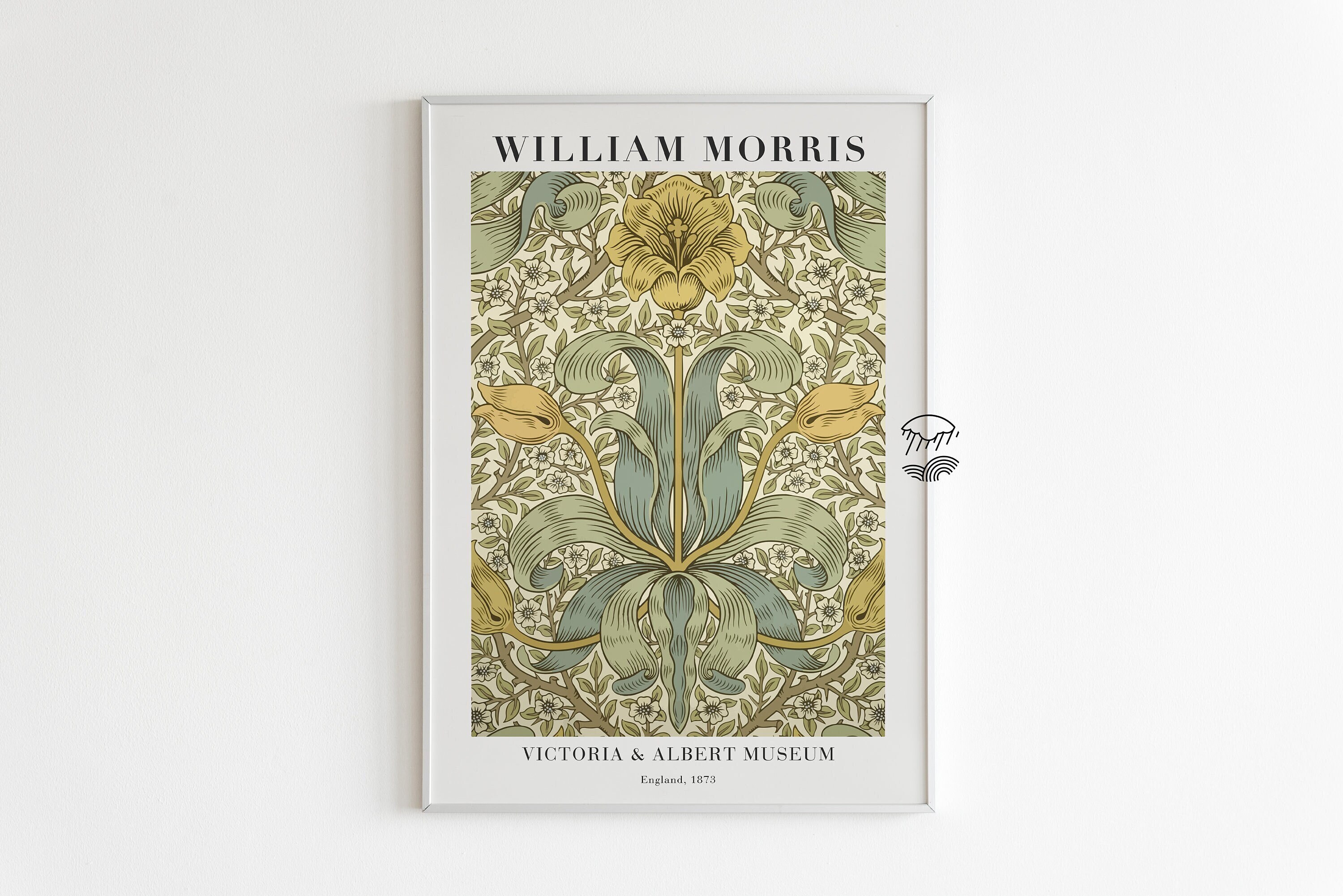 William Morris Print Green Leaves Illustration Exhibition | Etsy