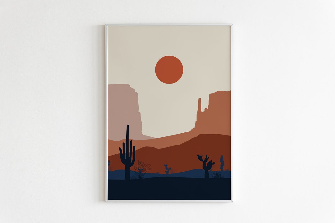 Mid Century Modern Boho Desert Printable Poster Cactus - Etsy