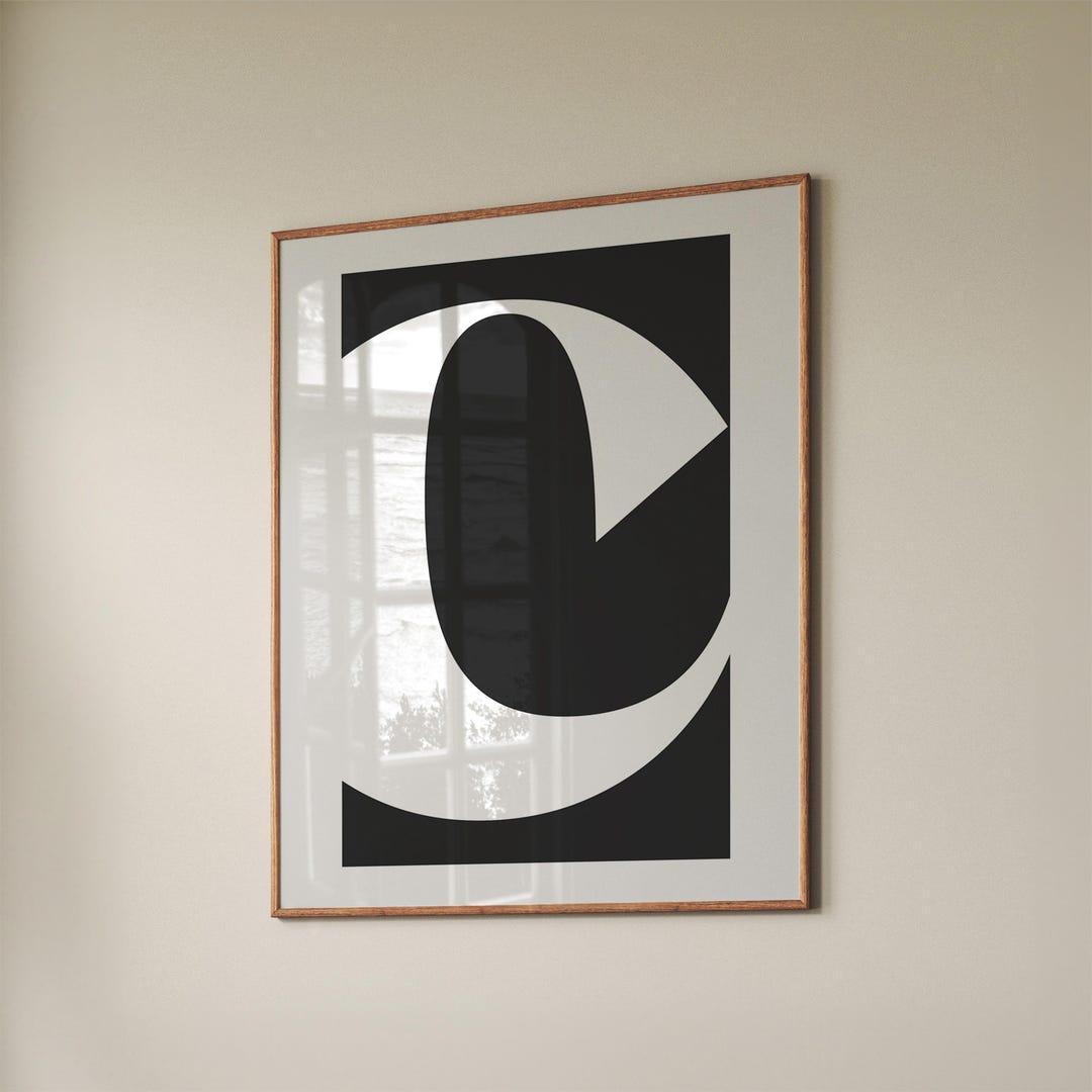 Letter Art Print, C Printable Letter Poster, Home Decor, Black and ...