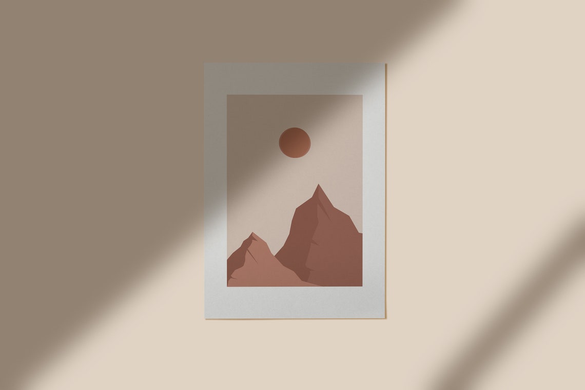 Mid Century Modern Boho Desert Printable Poster Mountain | Etsy