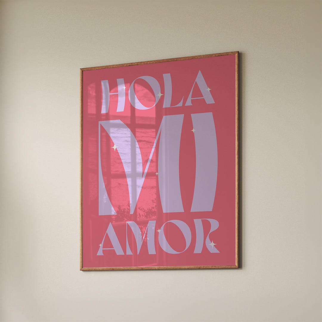 Hola Mi Amor Poster, Preppy Apartment Decor, Love Print, Romantic Wall ...