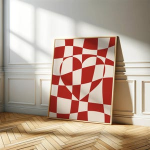 Red Psychedelic Poster, Red Heart Wall Decor, Girly Room Decor, Trendy ...