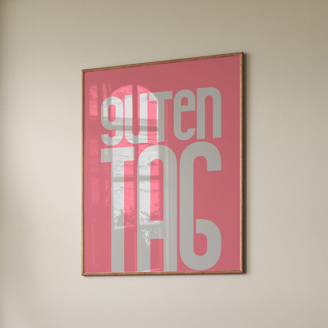 Guten Tag Poster, Typography Wall Art, Pink Girly Print, Living Room ...
