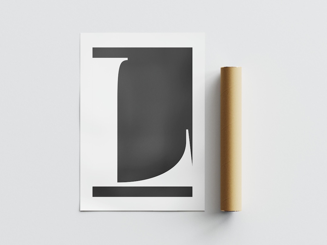 Letter L Print, Abstract Black and White Poster, Minimalist Geometric ...