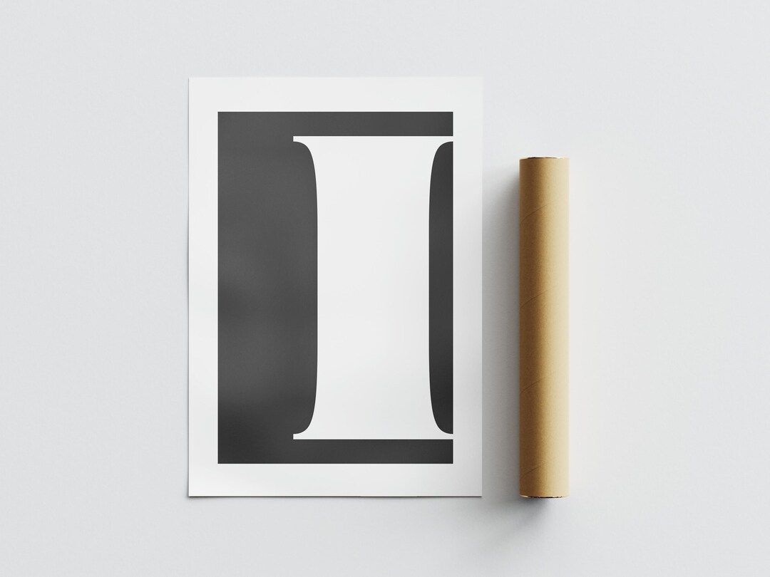 Letter I Printable Poster, Initial Art Print, Black and White ...