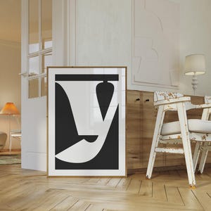 Letter Y Wall Art Decor, Personalized Art Print, Retro Wall Art ...