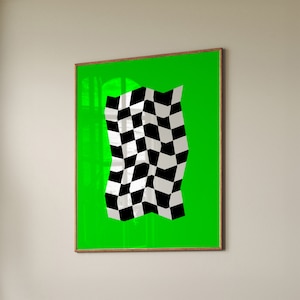 Neon Checkered Wall Art Download, Checker Printable Poster, Trendy ...