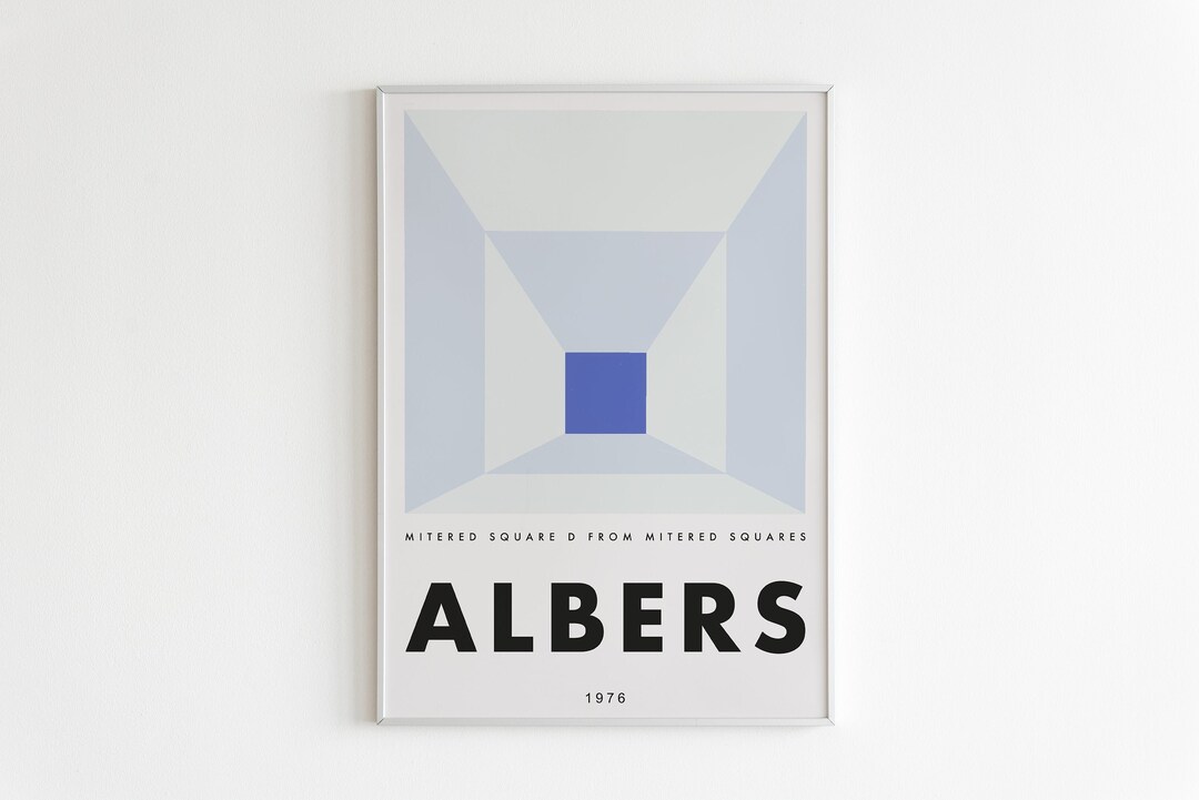 Josef Albers Exhibition Poster, Color Block Printable Poster, Soft Blue ...