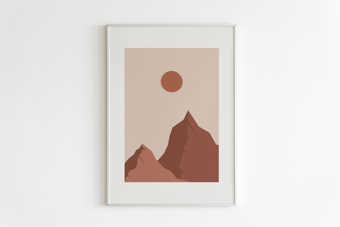 Mid Century Modern Boho Desert Printable Poster Mountain - Etsy