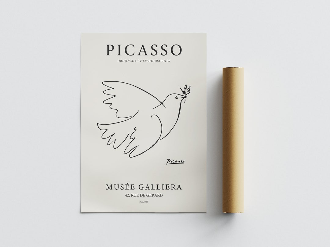 Picasso Bird Poster, Abstract Line Art Print, Pigeon Wall Art Decor ...