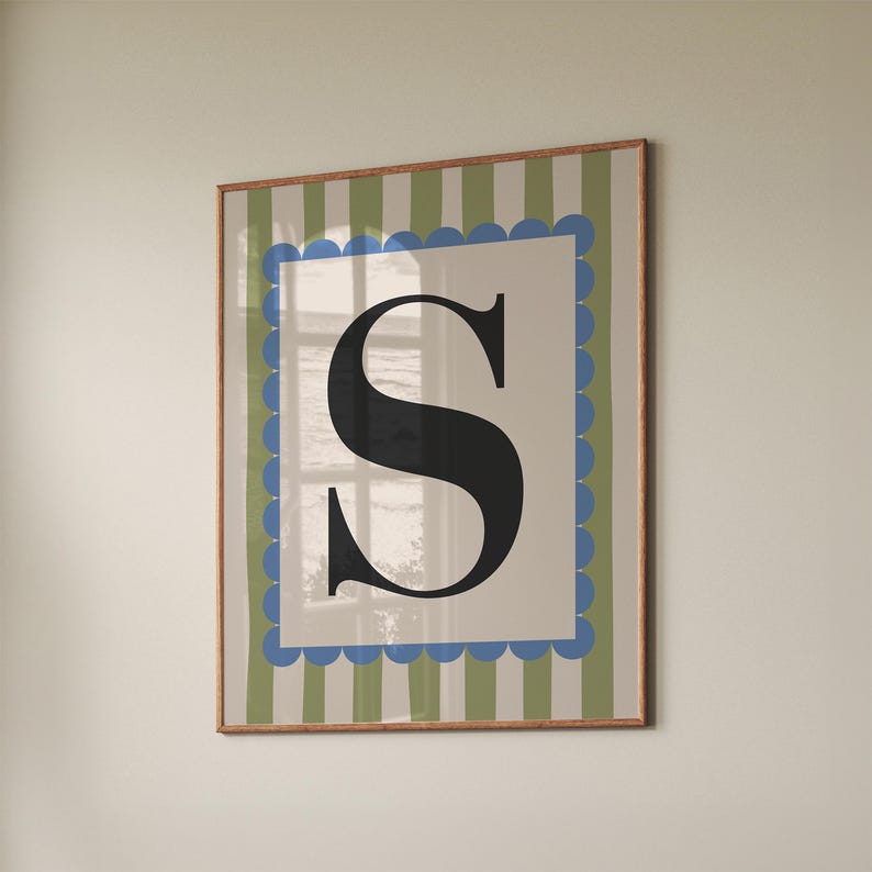 Letter S Initial Print: Vintage Alphabet Nursery Art (digital Download ...