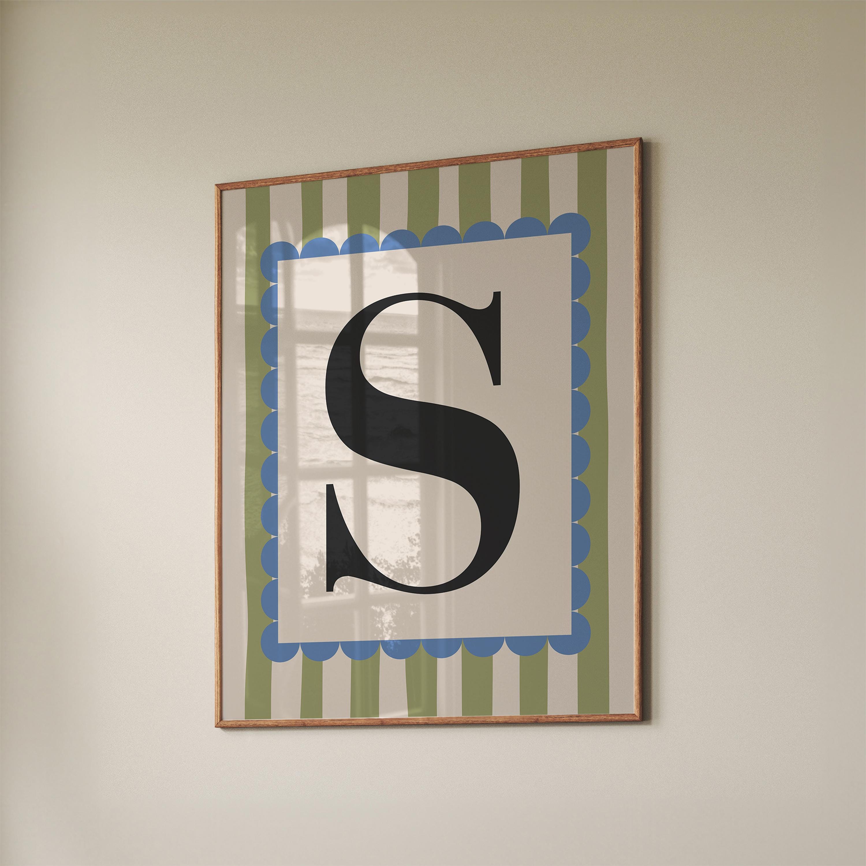 Letter S Initial Print: Vintage Alphabet Nursery Art (digital Download ...