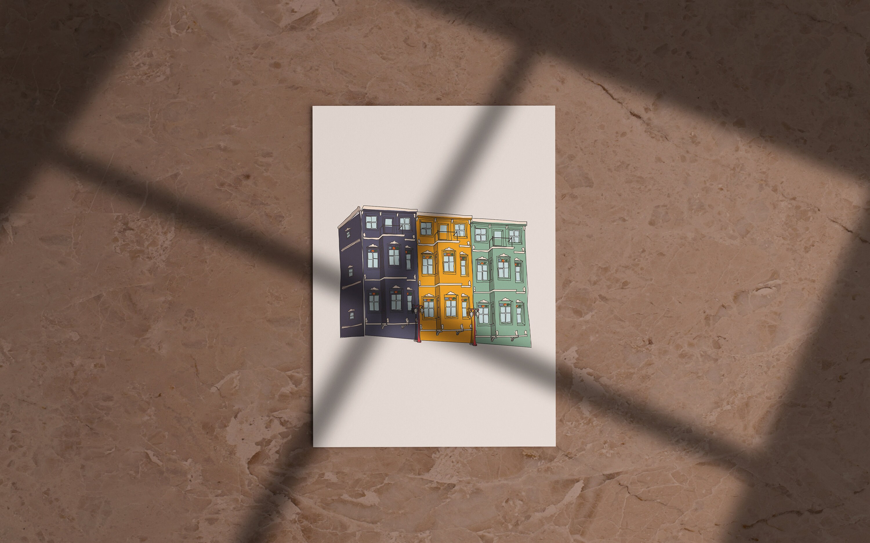 Building Poster Printable Illustration Modern Purple - Etsy