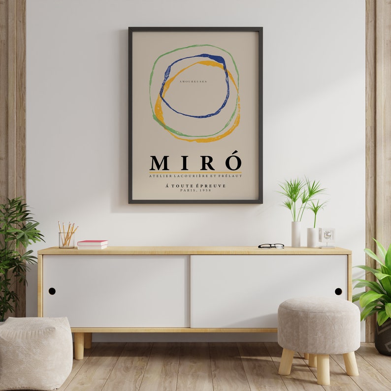 Joan Miro Exhibition Poster: Vintage Lithograph Art Print (digital ...