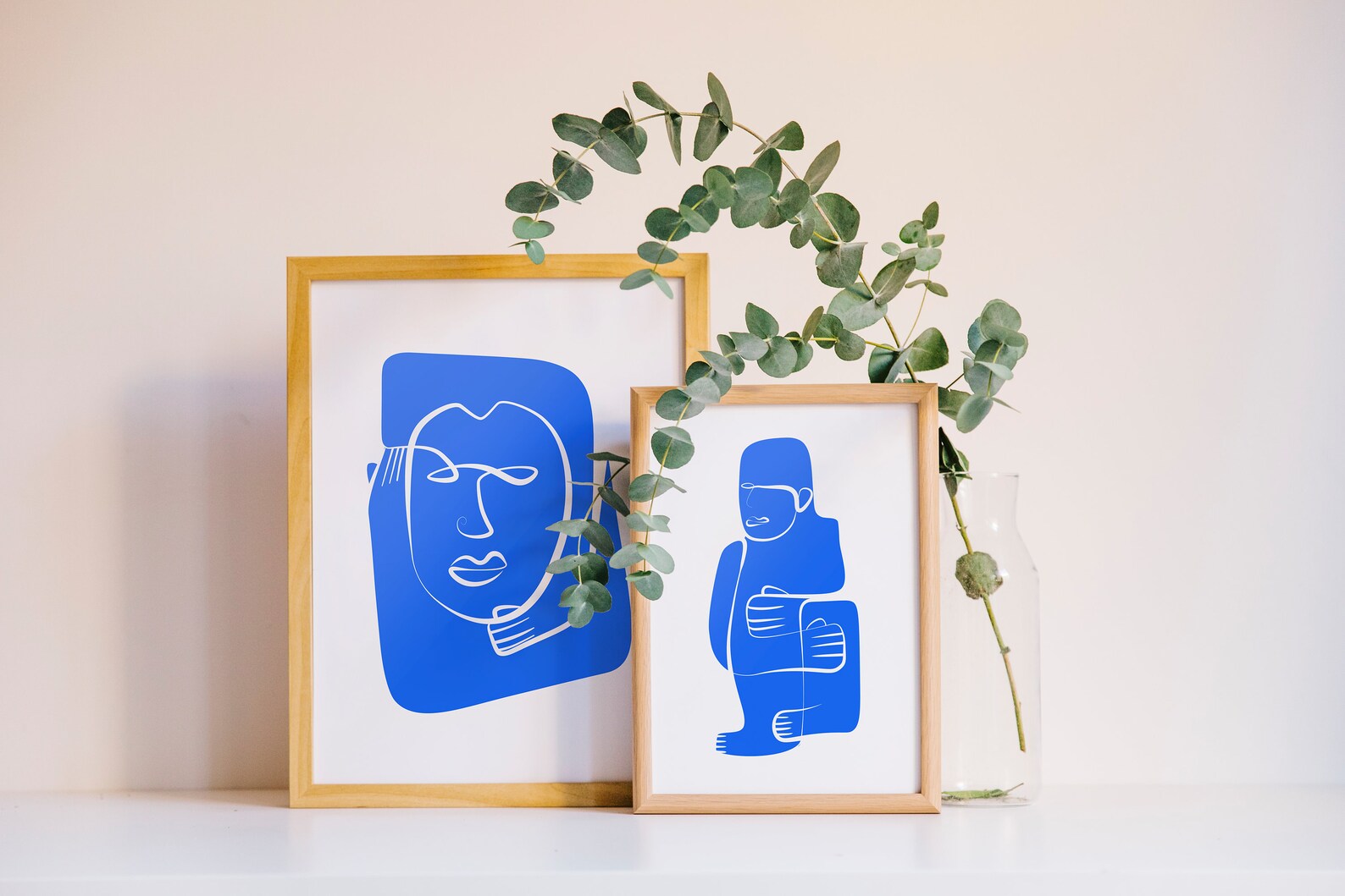 Abstract Blue Art Poster Set of 2 Prints Minimalist Wall Art - Etsy UK