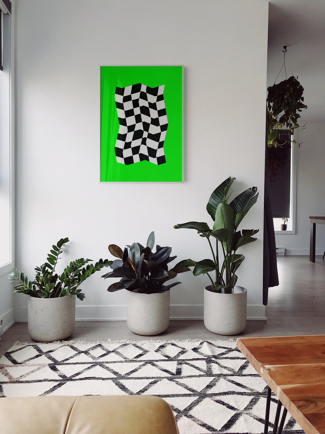 Neon Checkered Wall Art Download Checker Printable Poster | Etsy