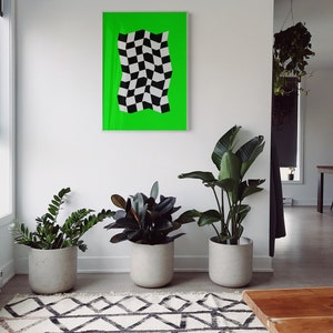 Neon Checkered Wall Art Download, Checker Printable Poster, Trendy ...
