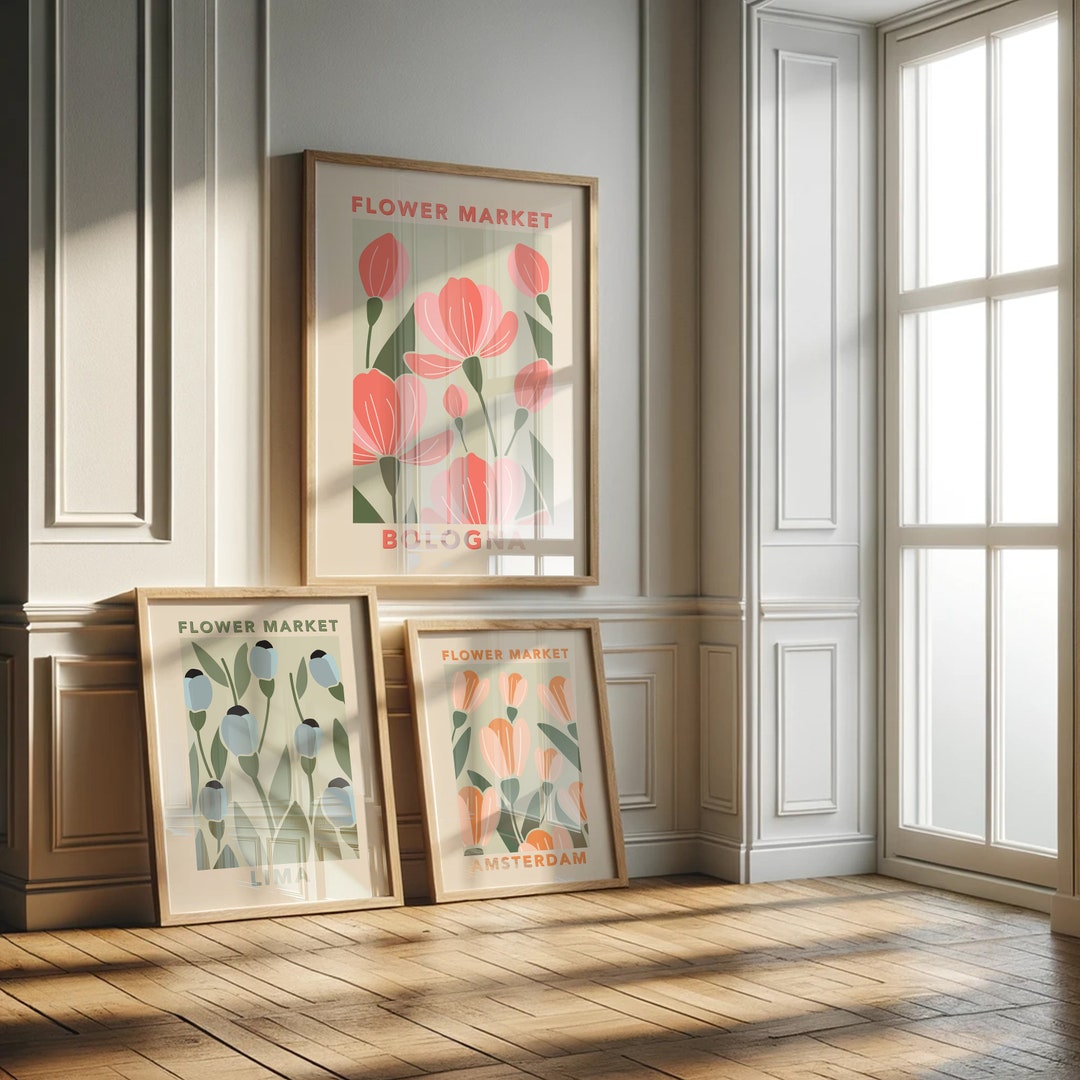 Flower Wall Art Set of 3, Botanical Wall Decor, Floral Wall Art Posters ...