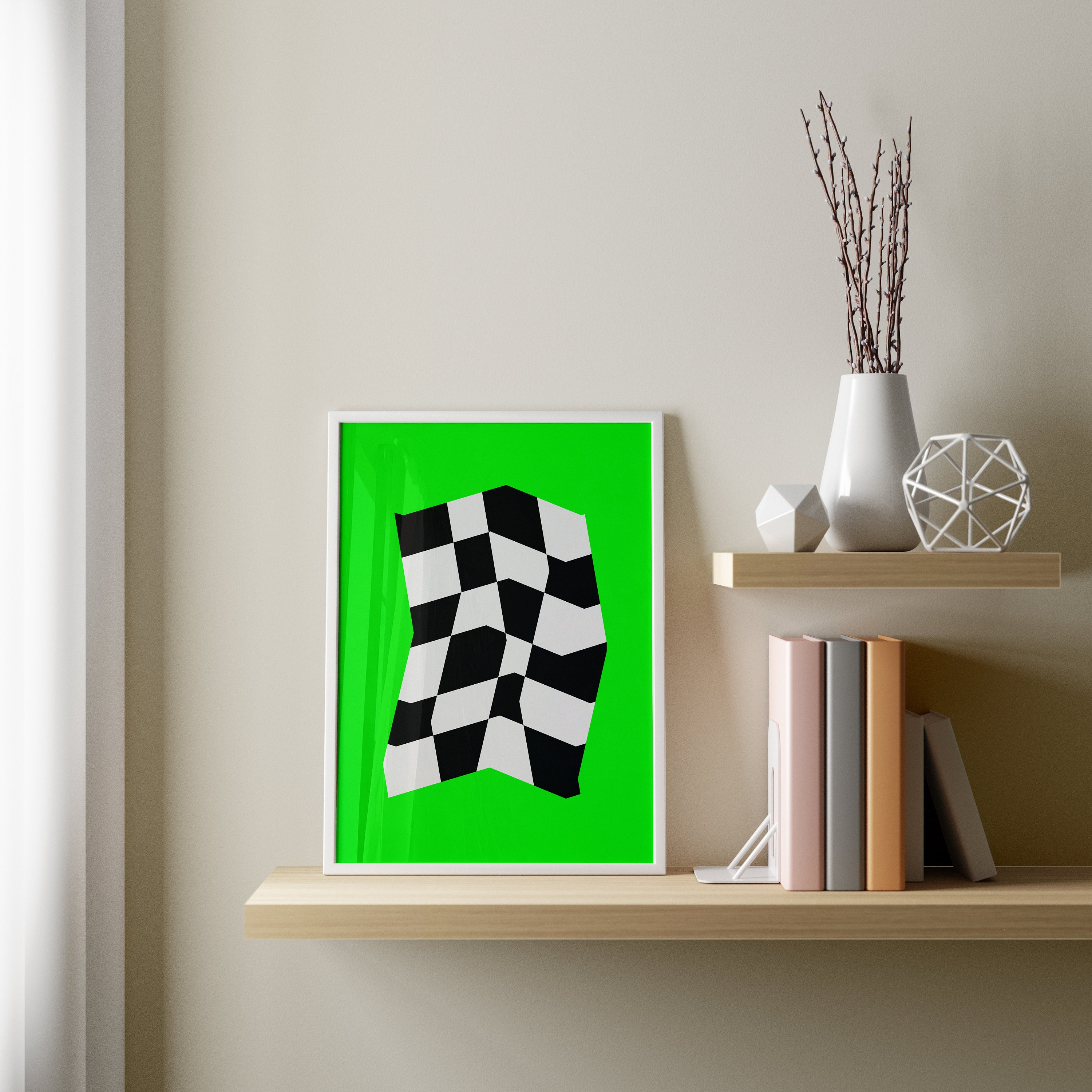 Neon Checkered Wall Art Download Checker Printable Poster - Etsy