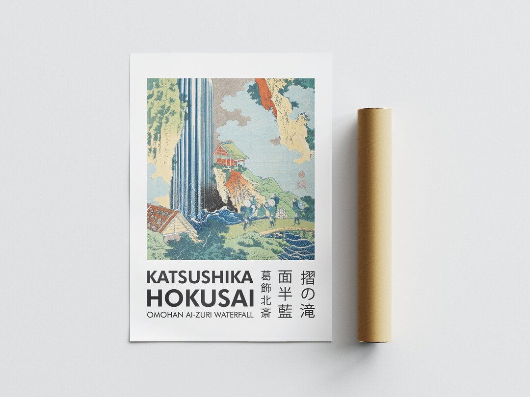 Katsushika Hokusai Art Poster Omohan Ai-zuri Waterfall Classic Japanese ...