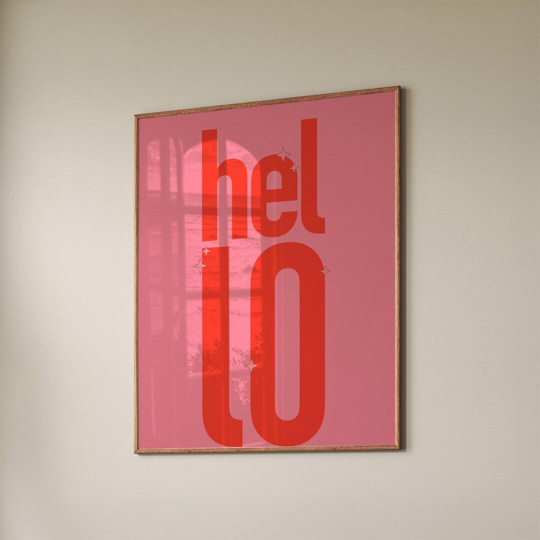 Hello Print, Typography Art Poster, Trendy Dorm Room Decor, Printable ...