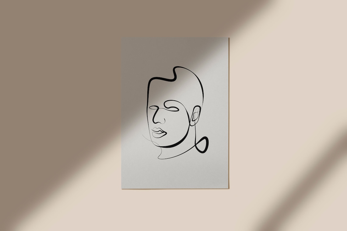 Abstract Face Illustration One Line Printable Drawing Modern - Etsy