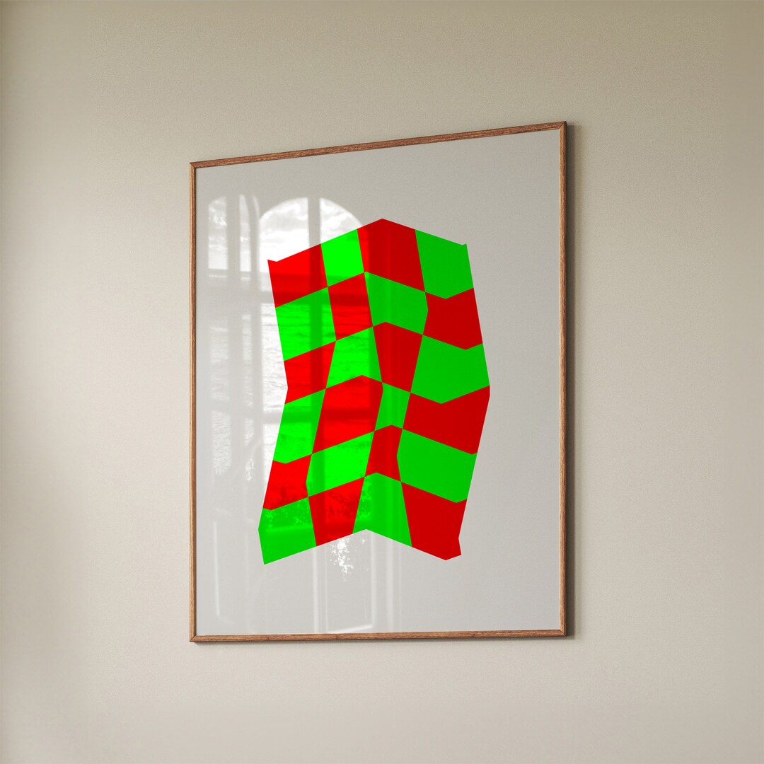 Neon Checkered, Funky Checkered Printable Poster, Printable Checkered ...