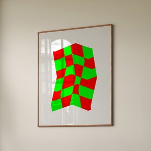 Neon Checkered, Funky Checkered Printable Poster, Printable Checkered ...